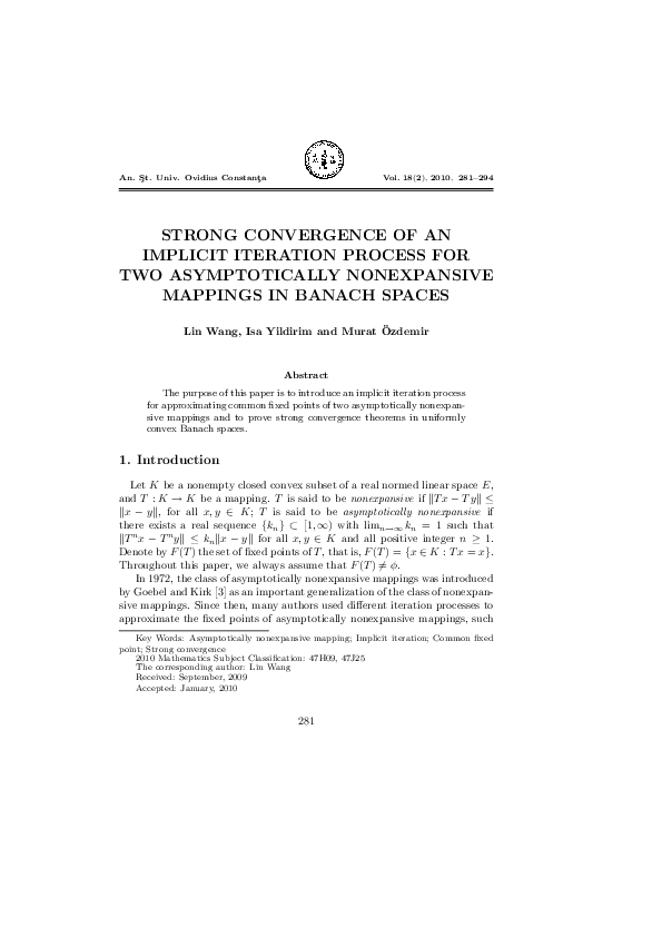 (PDF) Strong Convergence of an Implicit Iteration Process for Two Asymptotically Nonexpansive ...
