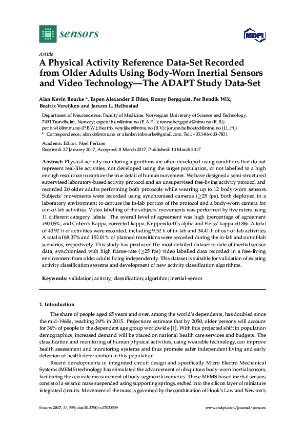 (PDF) A Physical Activity Reference Data-Set Recorded from Older Adults ...