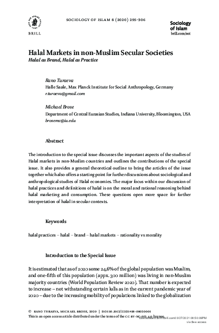 (PDF) Halal Markets in non-Muslim Secular Societies