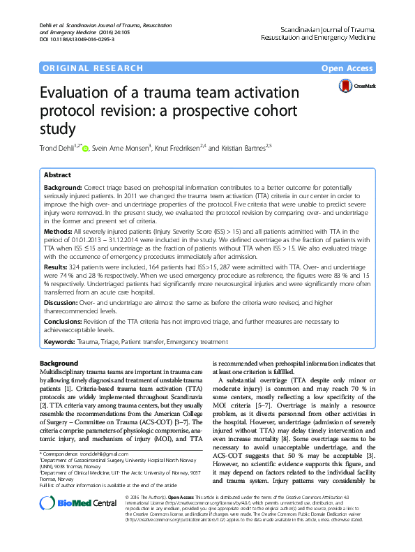 (PDF) Evaluation of a trauma team activation protocol revision: a ...