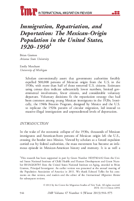 (PDF) Immigration, Repatriation, and Deportation: The Mexican-Origin ...