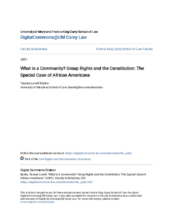 (PDF) What is a Community? Group Rights and the Constitution: The ...