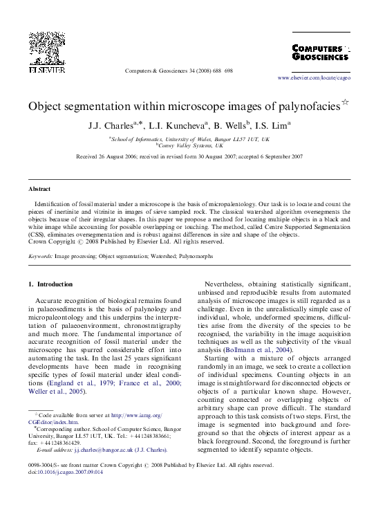 (PDF) Object segmentation within microscope images of palynofacies