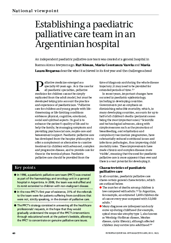 (PDF) Establishing a Pediatric Palliative care team in an Argentinian ...