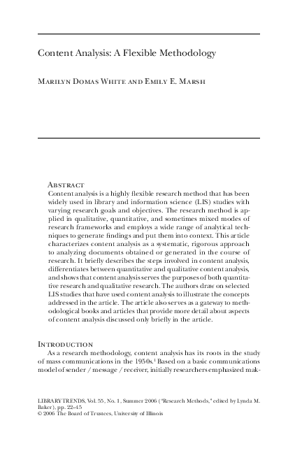(PDF) Content Analysis: A Flexible Methodology