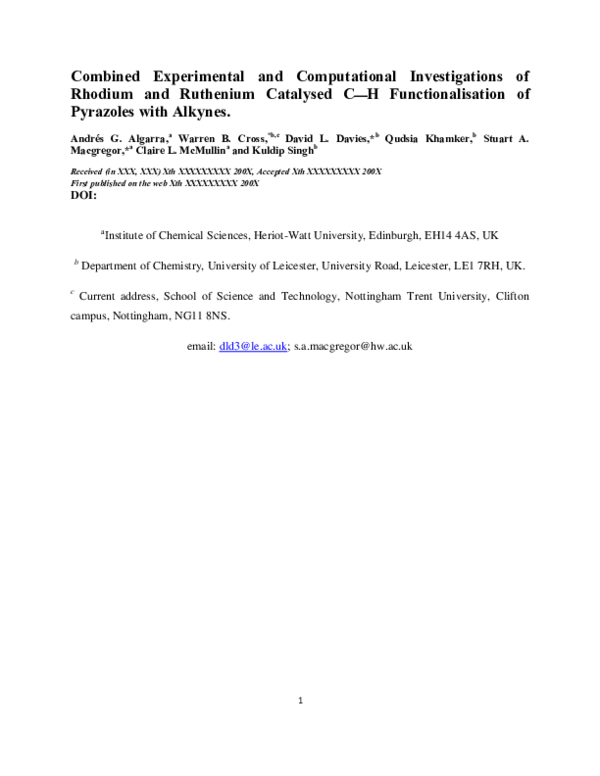 (PDF) A combined experimental and computational investigation of the ...