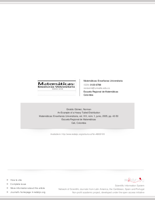 (PDF) An Example of a Heavy Tailed Distribution