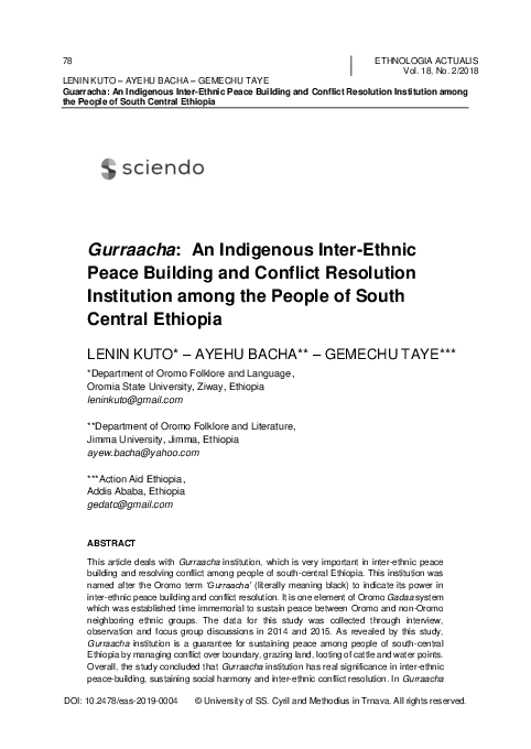 (PDF) Gurraacha: An Indigenous Inter-Ethnic Peace Building and Conflict ...