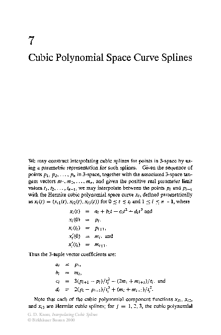 (PDF) Cubic Polynomial Space Curve Splines