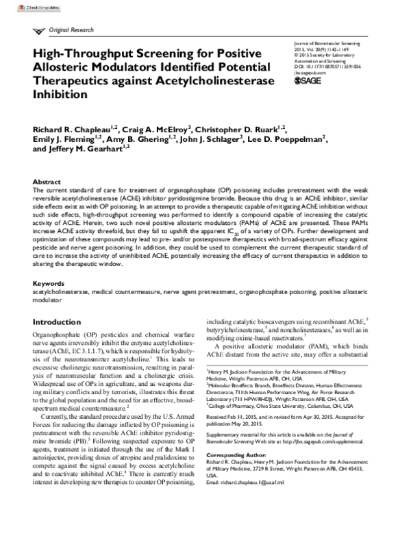 (PDF) High-Throughput Screening for Positive Allosteric Modulators Identified Potential ...