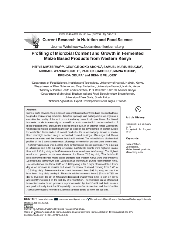 (PDF) Profiling of Microbial Content and Growth in Fermented Maize ...