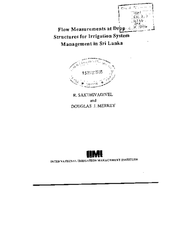 (PDF) Flow measurements at drop structures for irrigation system ...
