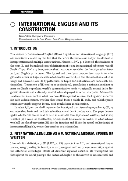 (PDF) International English and its construction