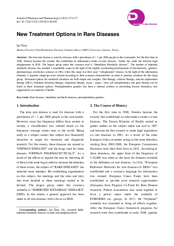 (PDF) New Treatment Options in Rare Diseases