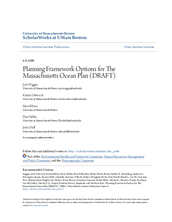 (PDF) Planning Framework Options for The Massachusetts Ocean Plan
