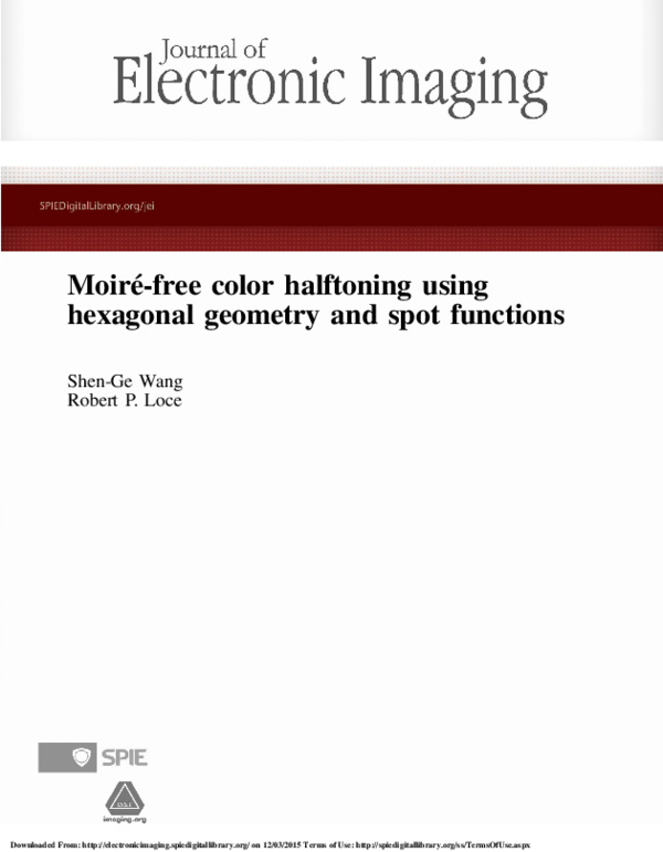 (PDF) Moiré-free color halftoning using hexagonal geometry and spot functions