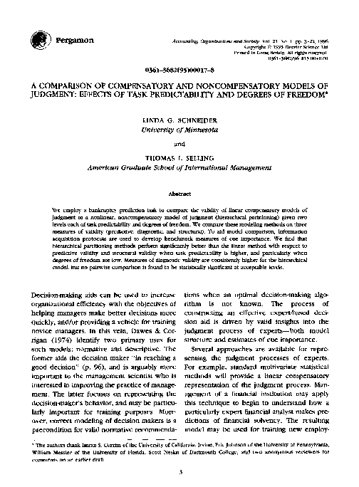 (PDF) A comparison of compensatory and noncompensatory models of ...