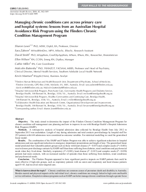(PDF) Managing chronic conditions care across primary care and hospital ...