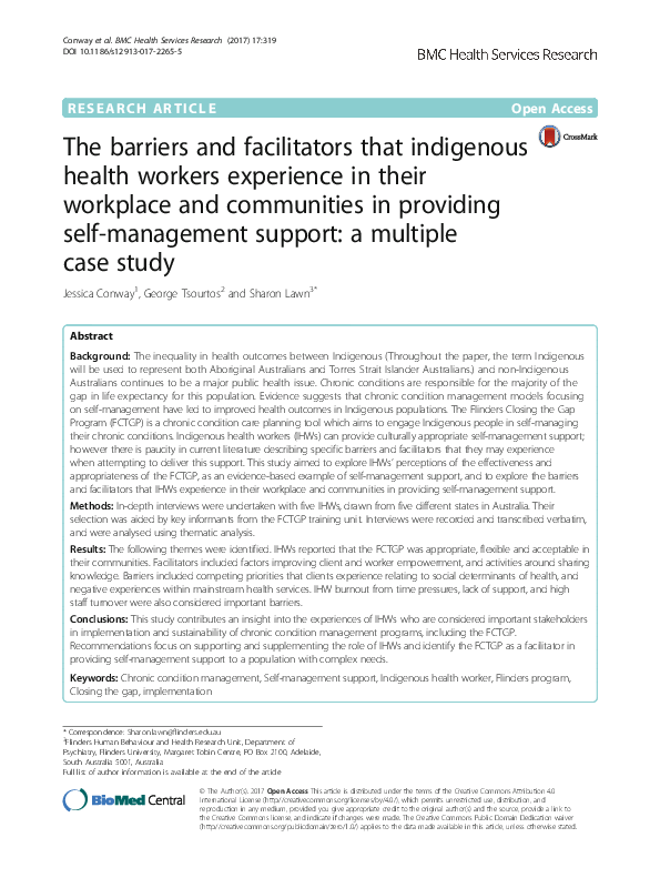 (PDF) The barriers and facilitators that indigenous health workers ...