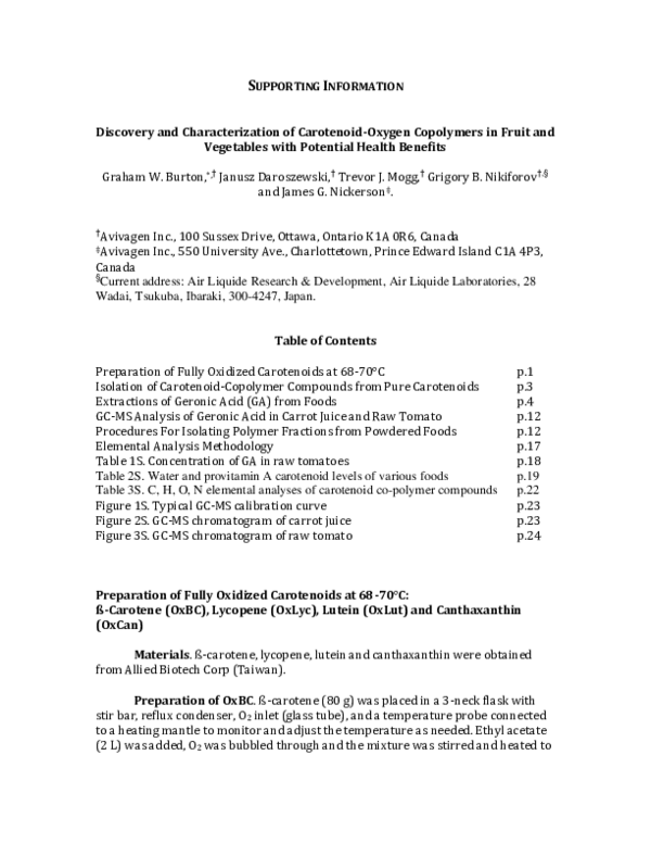 (PDF) Discovery and Characterization of Carotenoid-Oxygen Copolymers in Fruits and Vegetables ...