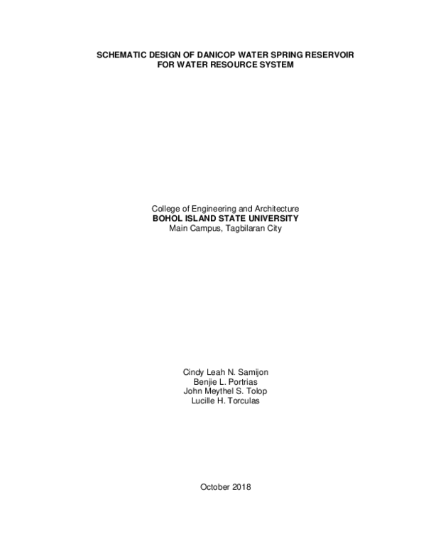 (PDF) Schematic Design of Danicop Water Spring Reservoir for Water ...