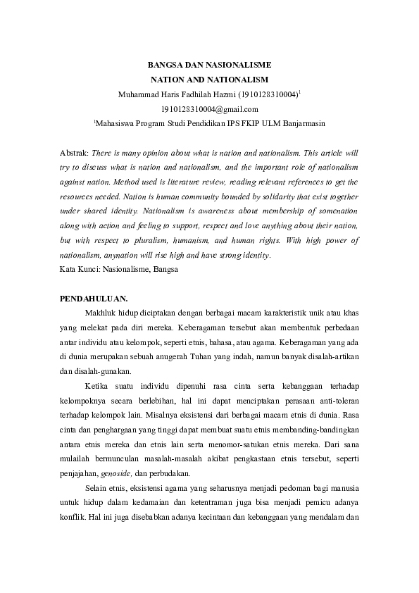 (DOC) Konsep Bangsa dan Nasionalisme (DOC) Konsep Bangsa dan Nasionalisme
