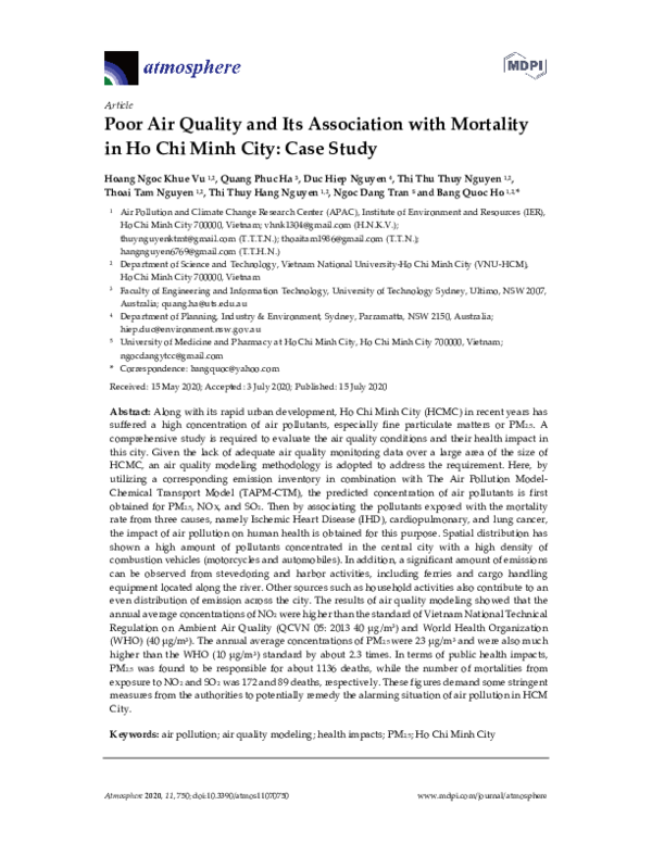 (PDF) Poor Air Quality and Its Association with Mortality in Ho Chi ...
