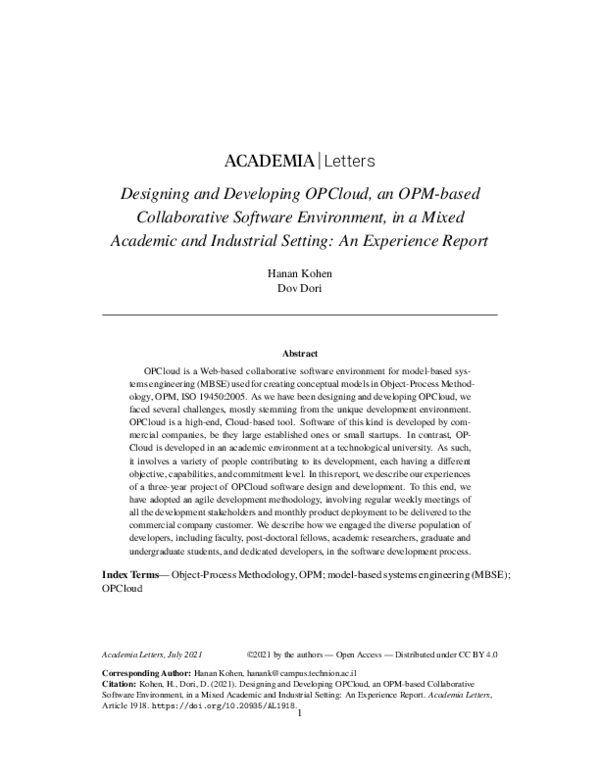 (PDF) Designing and Developing OPCloud, an OPM-based Collaborative ...