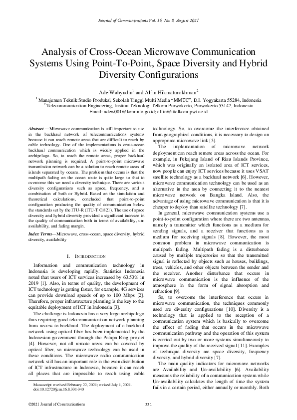 (PDF) Analysis of Cross-Ocean Microwave Communication Systems Using ...