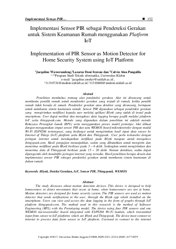 (PDF) Implementasi Sensor PIR sebagai Pendeteksi Gerakan untuk Sistem ...