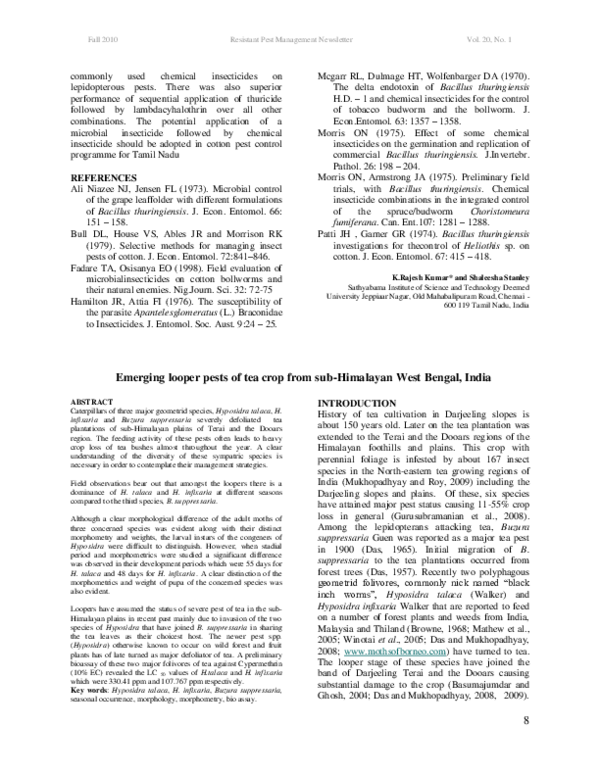 (PDF) Emerging looper pests of tea crop from sub-himalayan west bengal ...