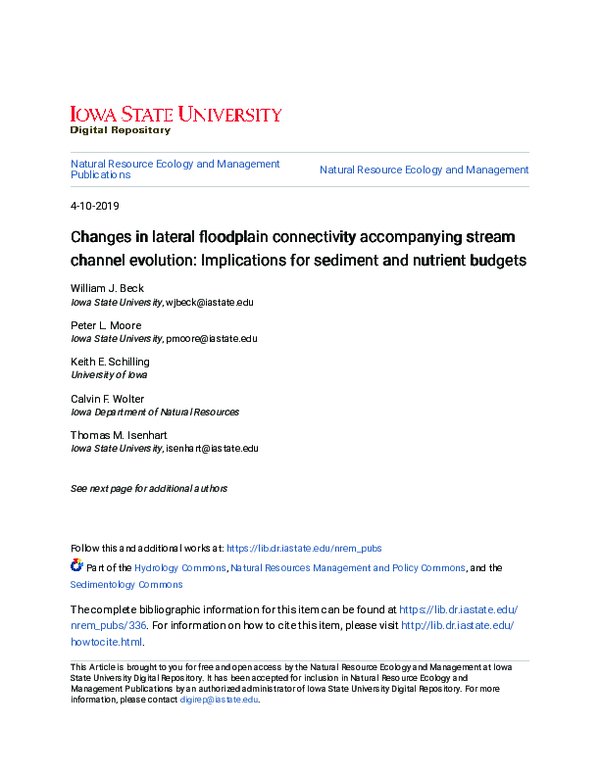 (PDF) Changes in lateral floodplain connectivity accompanying stream ...