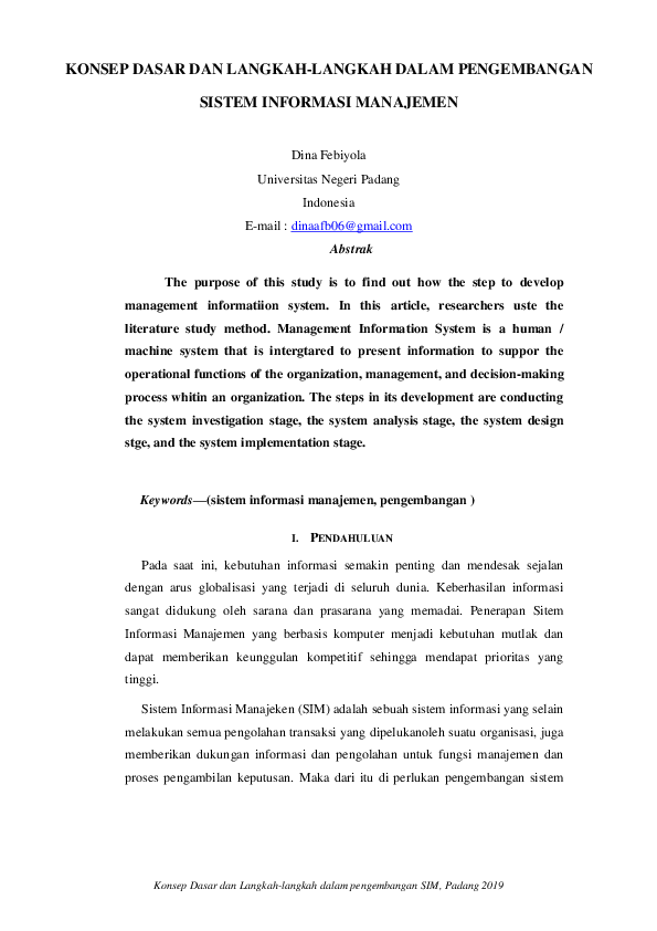 (PDF) Konsep Dasar Dan Langkah-Langkah Dalam Pengembangan Sistem Informasi Manajemen
