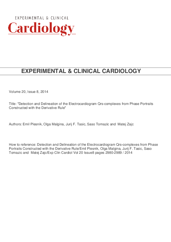 Pdf Detection And Delineation Of The Electrocardiogram Qrs Complexes From Phase Portraits