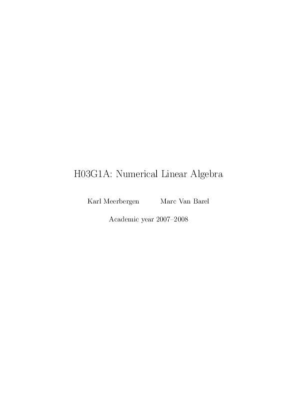 (PDF) H03G1A: Numerical Linear Algebra