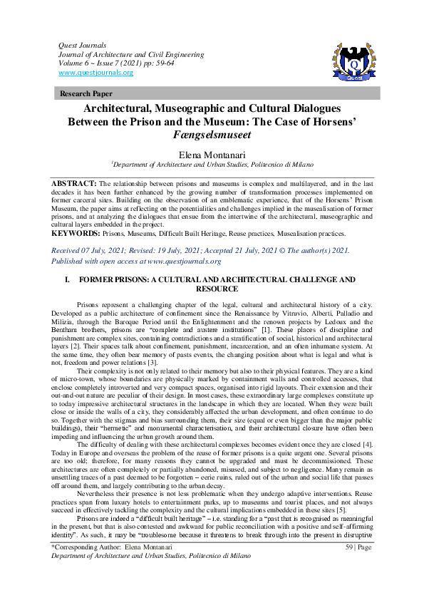 (PDF) Architectural, Museographic and Cultural Dialogues Between the ...