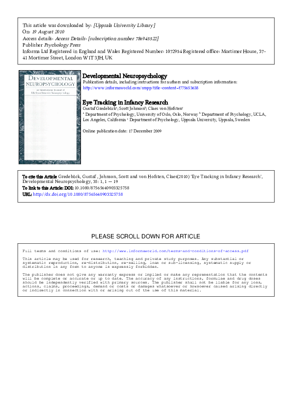 (PDF) Eye Tracking in Infancy Research