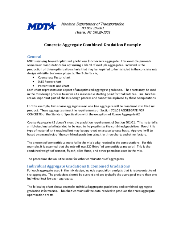 Pdf Concrete Aggregate Combined Gradation Example