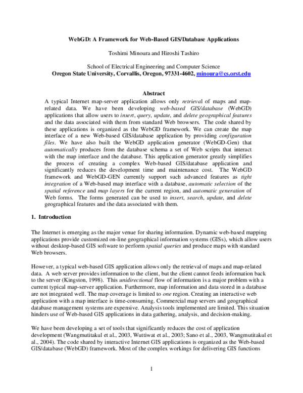 Pdf Webgd Framework For Web Based Gisdatabase Applications