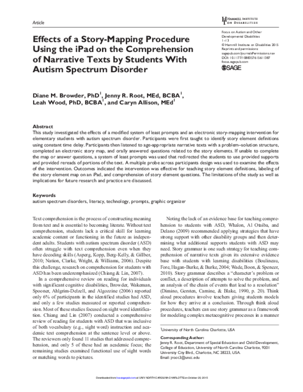 (PDF) Effects of a Story-Mapping Procedure Using the iPad on the ...