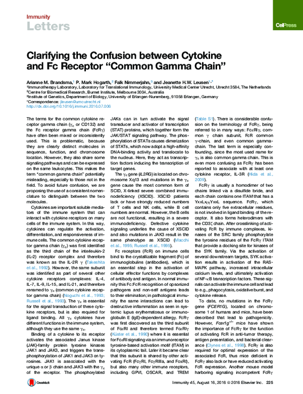 (PDF) Clarifying the Confusion between Cytokine and Fc Receptor “Common ...