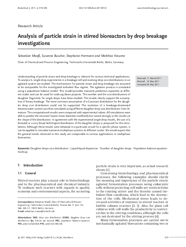 (PDF) Analysis of particle strain in stirred bioreactors by drop ...