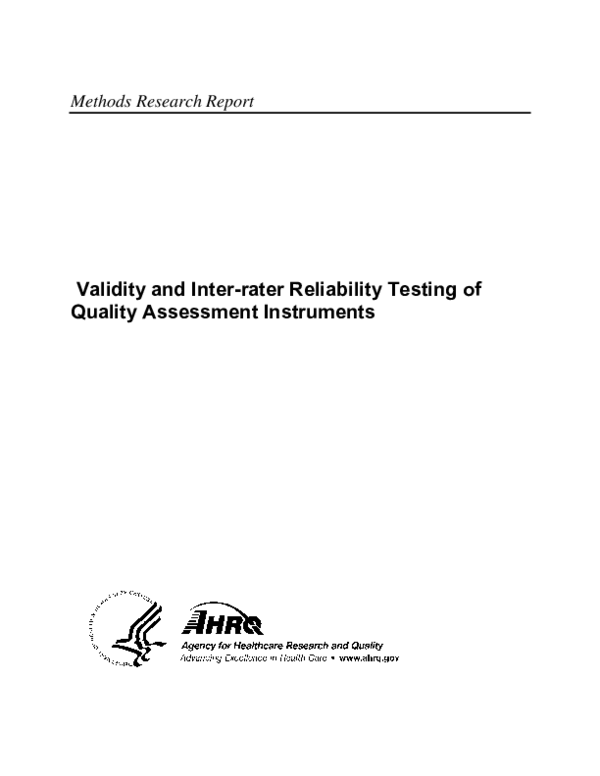 (PDF) Validity and Inter-rater Reliability Testing of Quality ...