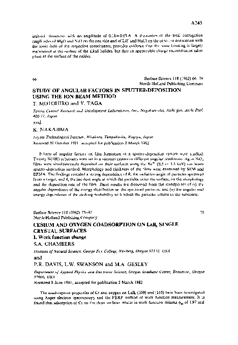 (PDF) Cesium and oxygen coadsorption on LaB6, single crystal surfacesI ...