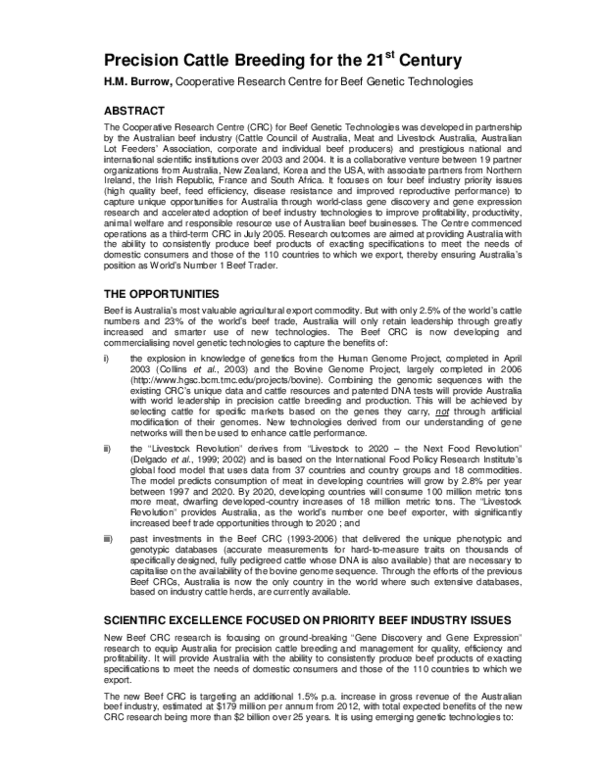 (PDF) Precision Cattle Breeding for the 21 st Century