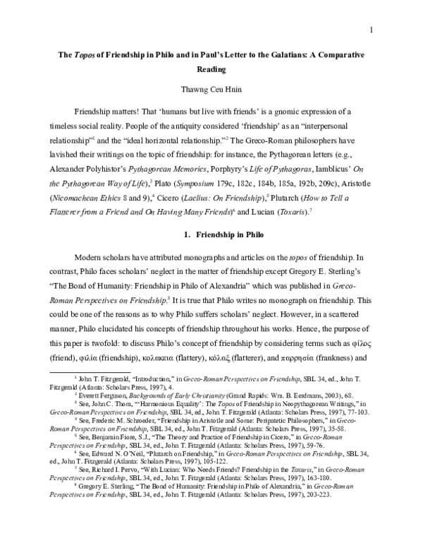 (DOC) Philo and Paul's Views on Friendship