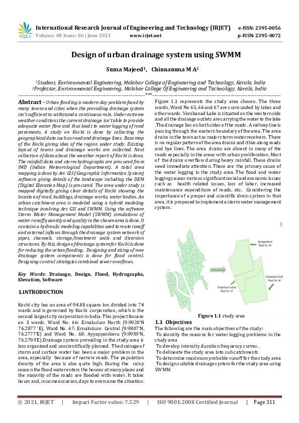 (PDF) IRJET- Design of urban drainage system using SWMM