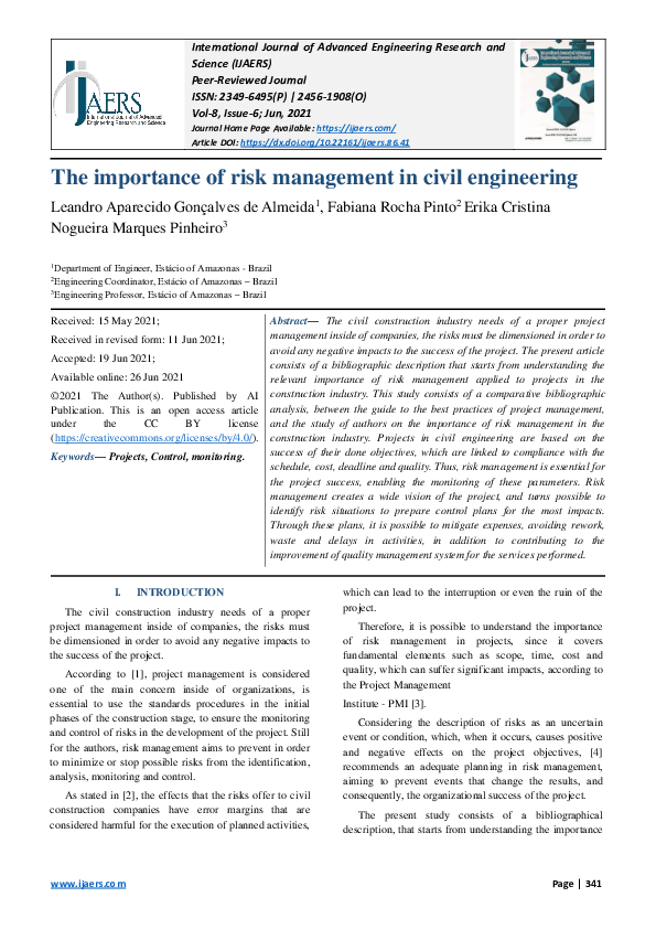 (PDF) The importance of risk management in civil engineering