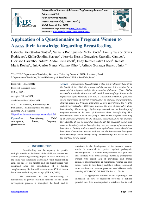 (PDF) Application of a Questionnaire to Pregnant Women to Assess their Knowledge Regarding ...