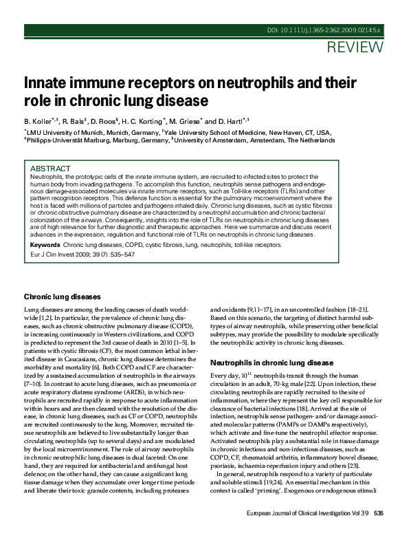 (PDF) Innate immune receptors on neutrophils and their role in chronic lung disease